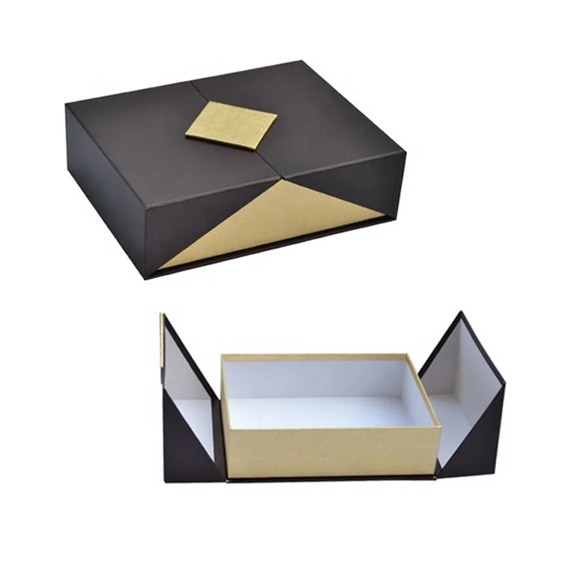 Matte Black Rigid Cardboard Gift Box with Magnetic Lid - Double Open ...