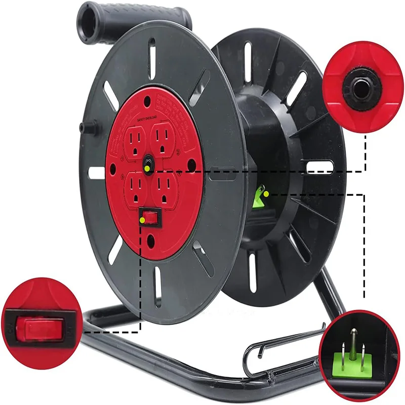 Handle Rewind Heavy Duty Retractable Extension Power Cord Reel with ...