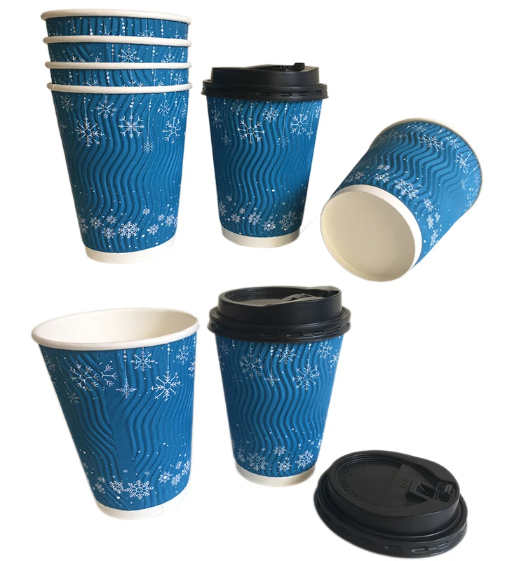 12oz Black Ripple Paper Cup - Perfect for All Beverages