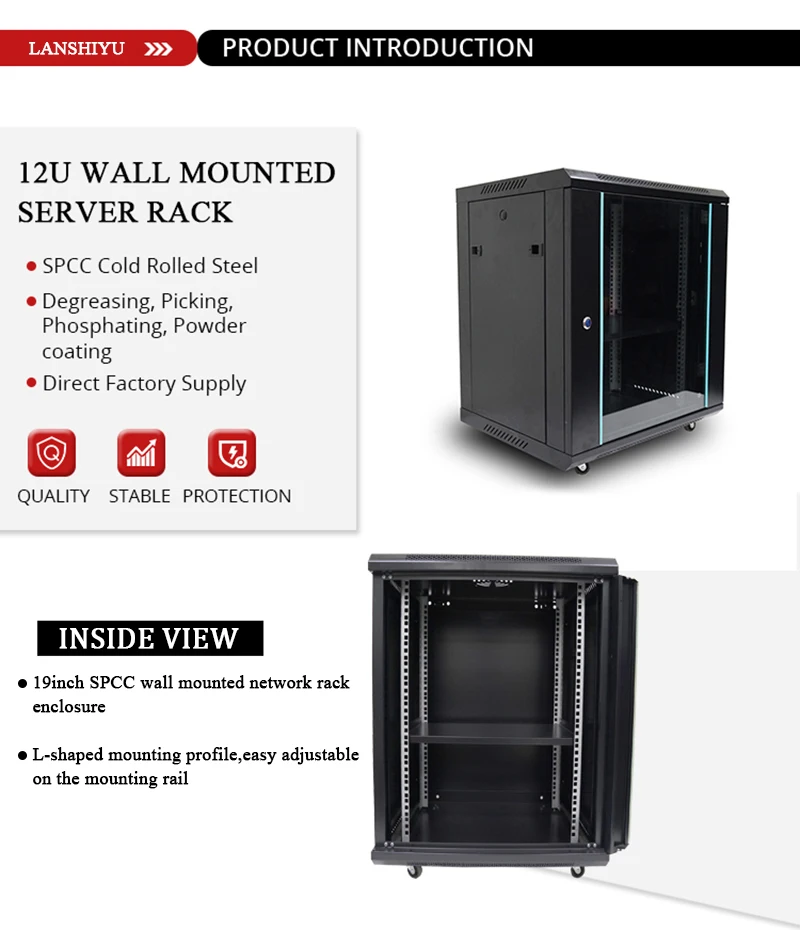 2023 New Design Server Rack 19 Inch Glass Door Wall Mounted 4u 6u 9u ...