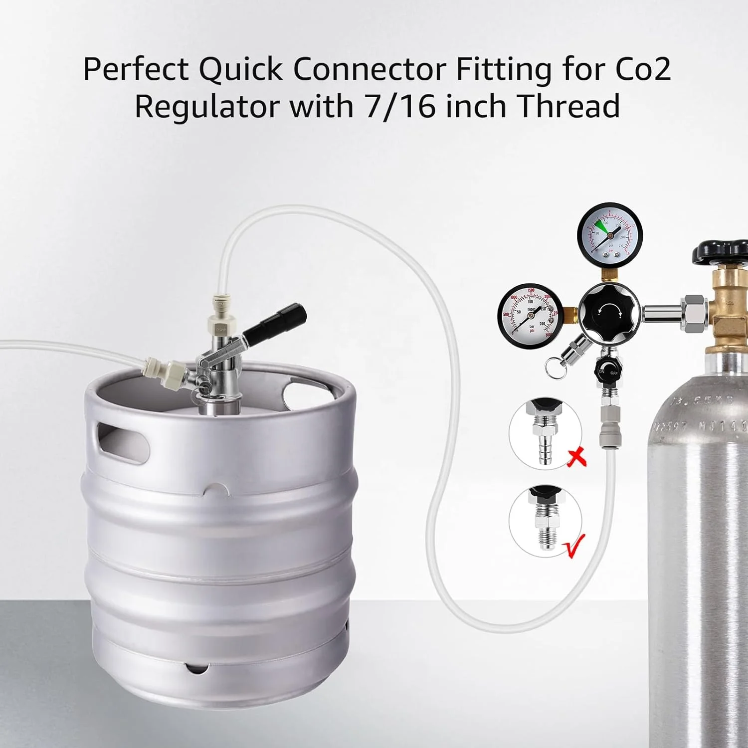 D Type Sankey Keg Coupler with CO2 Regulator for Kegerator
