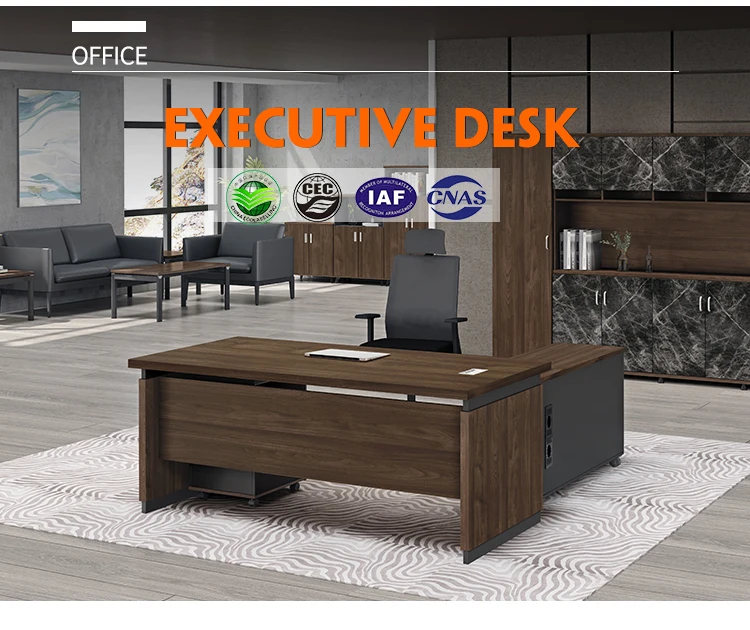 Solid Wood Walnut Table Top Work Desk For Home L Shaped Computer Escritorio Desk Modern Office ...