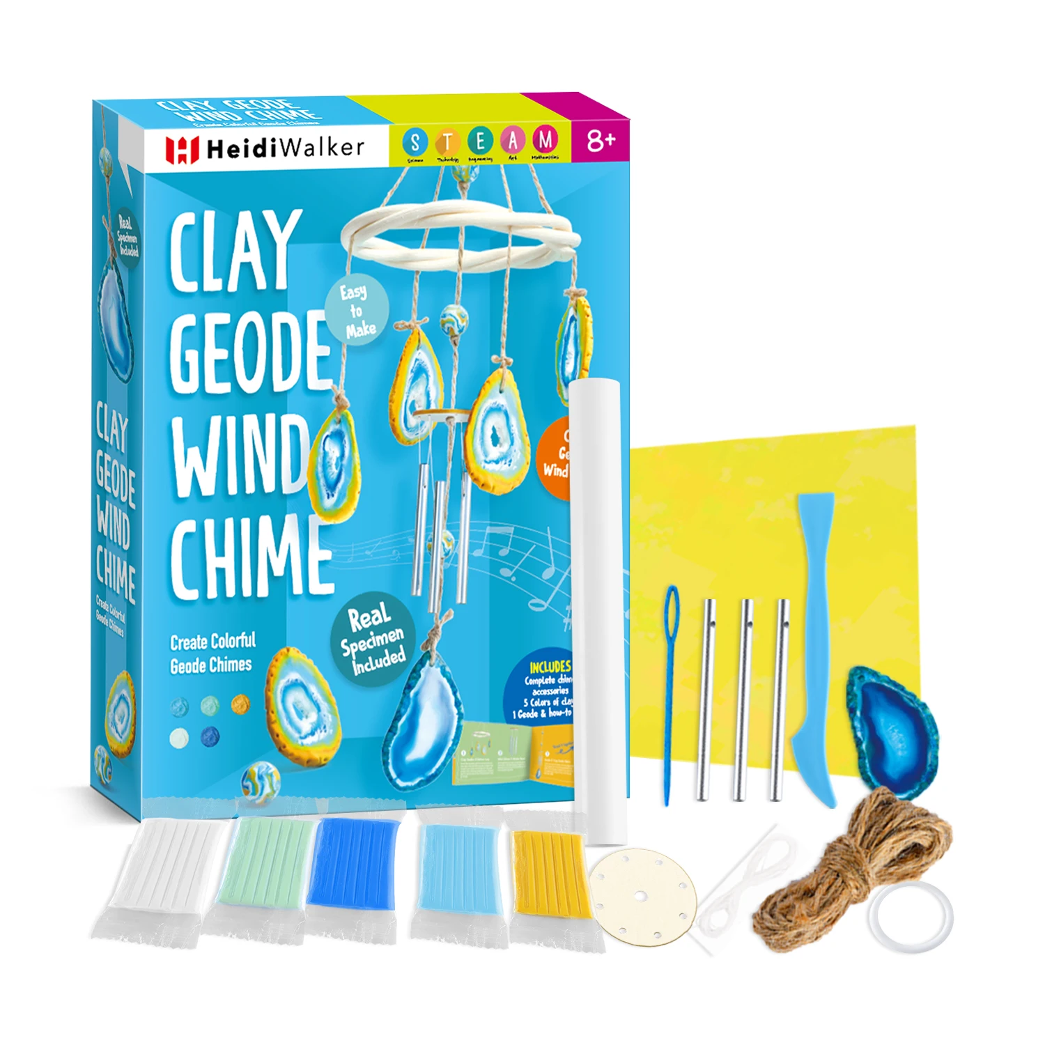 Wooden Diy Clay Geode Wind Chime Steam Toy Education Learning Toy Stem ...