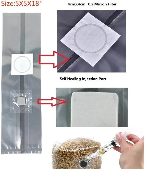 Autoclavable Mycelia Mushrooms Grow Bag Spawn With Injection Port For ...