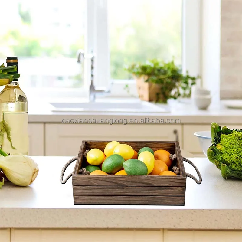 Wooden Open Top Small Crate Box For Bathroom Accessories Rustic Brown ...