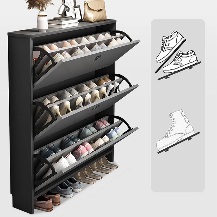 Luxury Modern Wooden Shoe Rack Cabinet - Double-Deck Storage