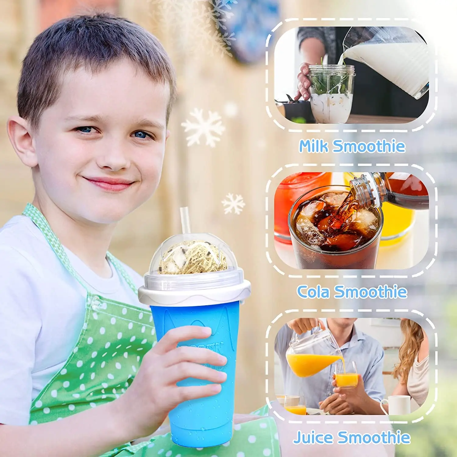 500ml Ice Cream Frozen Slushy Maker Magic Squeeze Cup Cooling Maker Cup ...