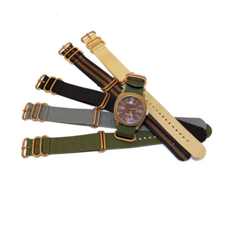 Luxury Ballistic Nylon Watch Band Sand Blasted Finish 4 Ring With Navy ...