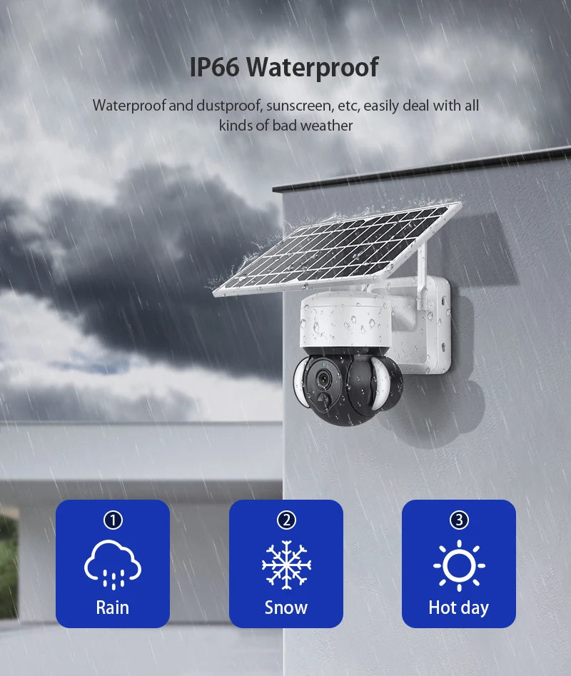 Outdoor IP66 Floodlight Wireless 1080P PTZ Solar Camera