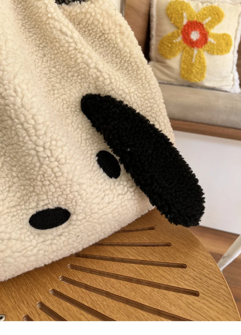 Big Ears Imitation Lamb Hair Shoulder Bag For Women New Soft Warm Plush ...