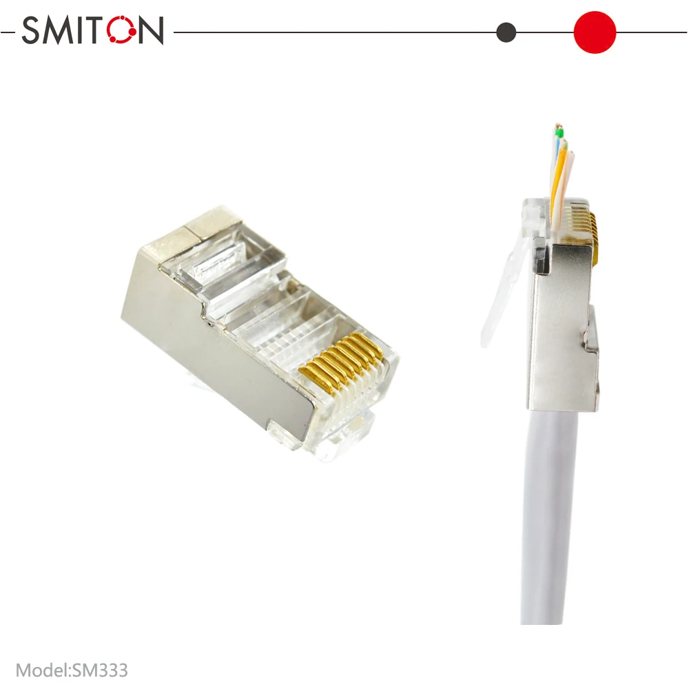 Cat5 Rj45 Connector 8p8c Pass Through Plug Cat5 Shield Network Crystal ...