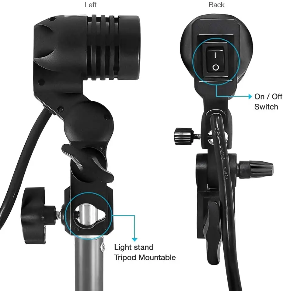 Socket Lamp Holder Photography AC with Light Stand Mount