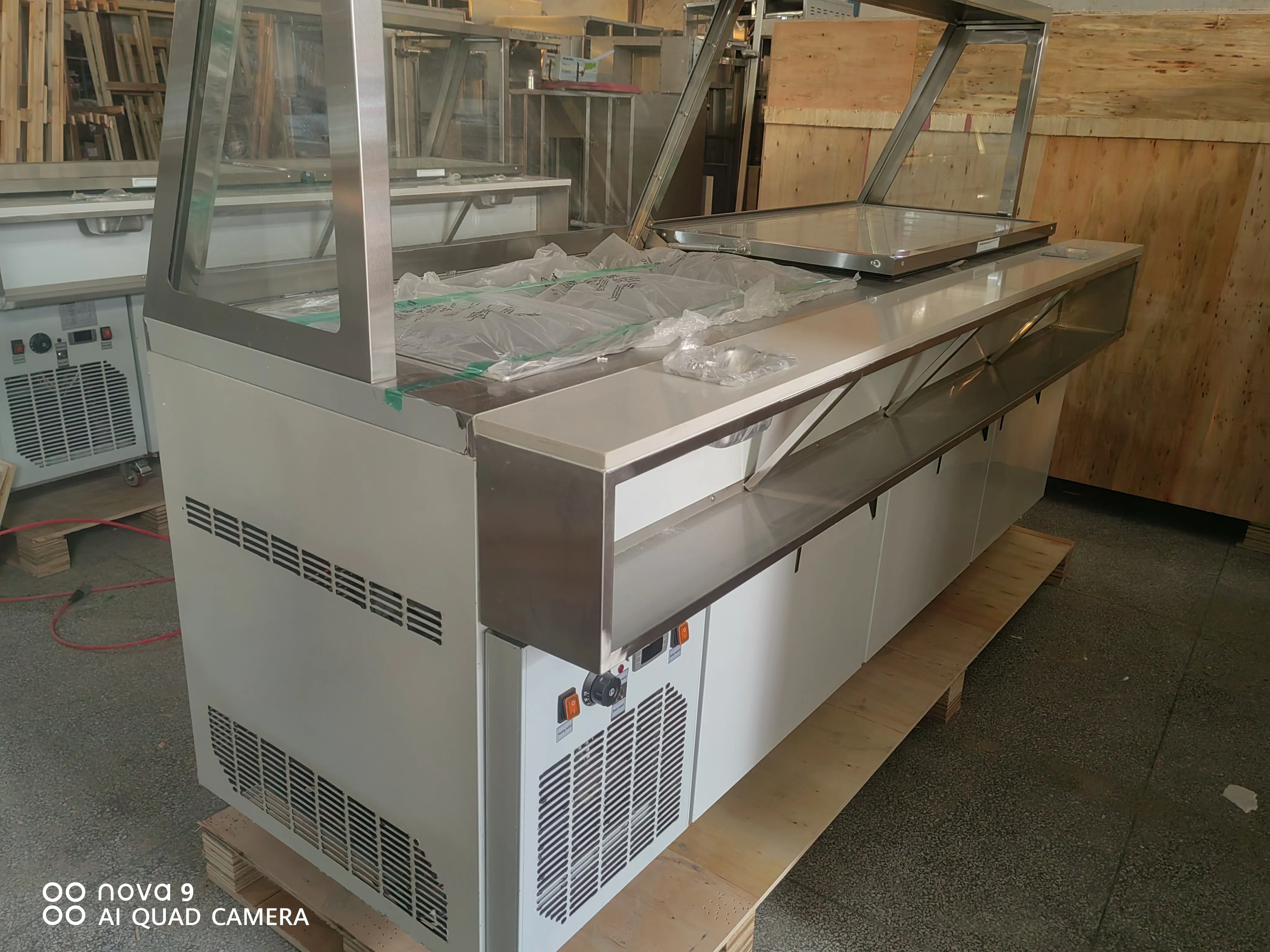 Buffet Bain Marie Hot Food Warmer Counter with Sneeze Guard for ...