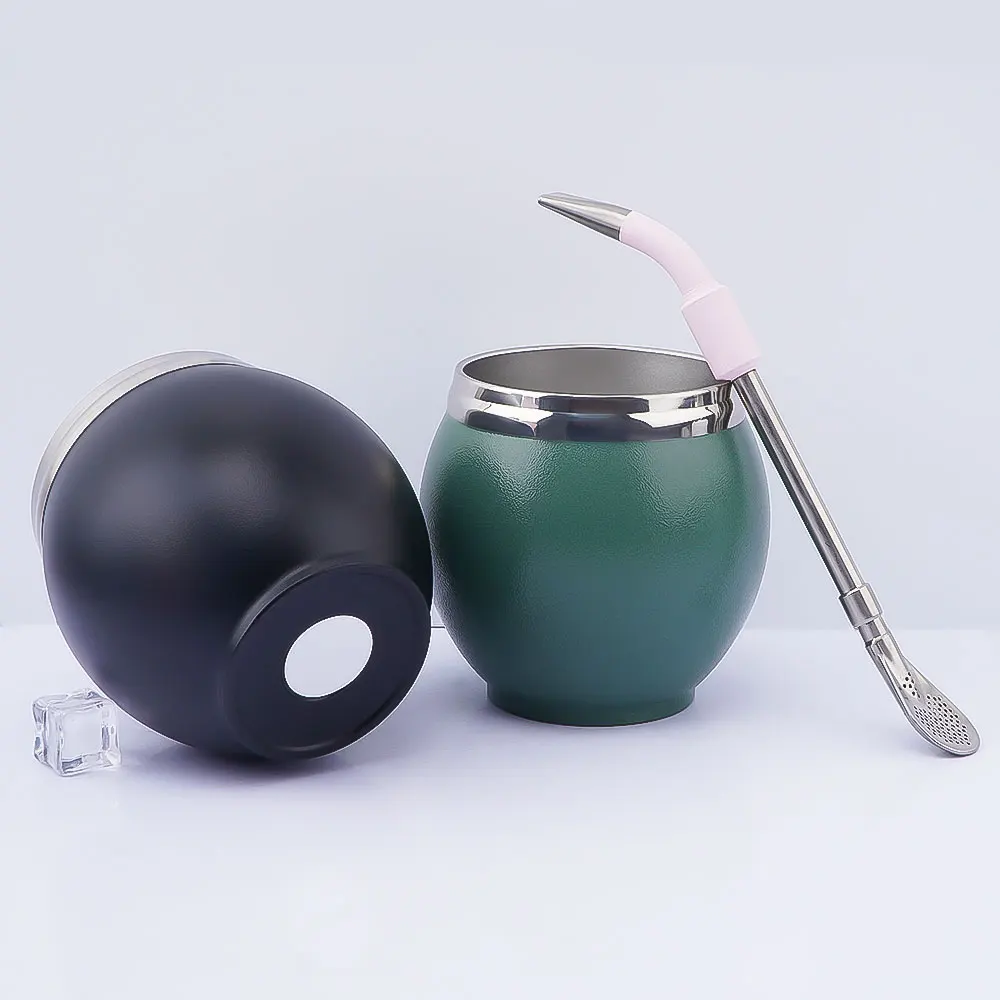 8OZ Argentine Yerba Mate Gourd Mate Tea Cup Double Wall Stainless Steel ...