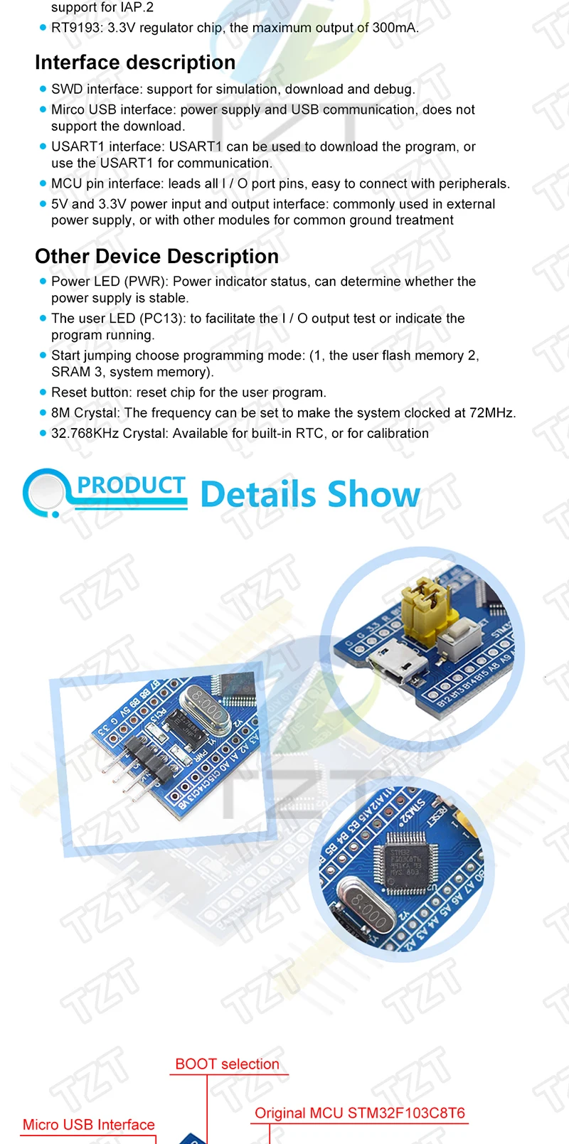Original IC STM32F103C6T6 STM32F103C8T6 ARM STM32 Minimum System ...