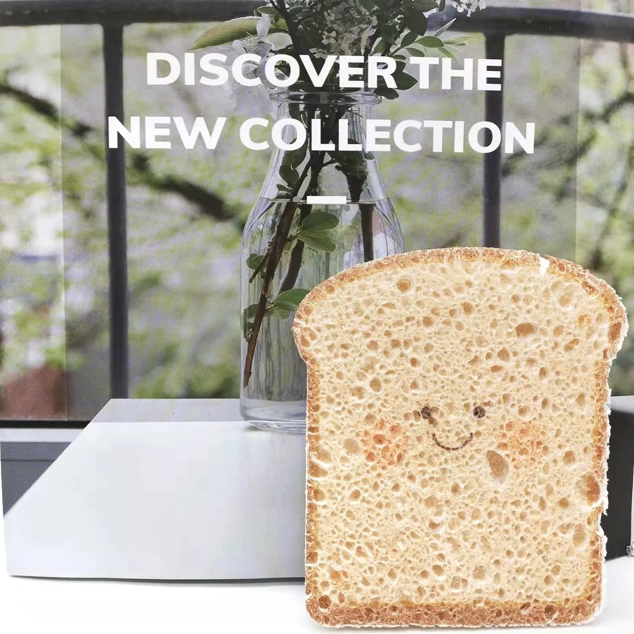 Natural Cellulose Kitchen Sponge - Cartoon Bread Shape