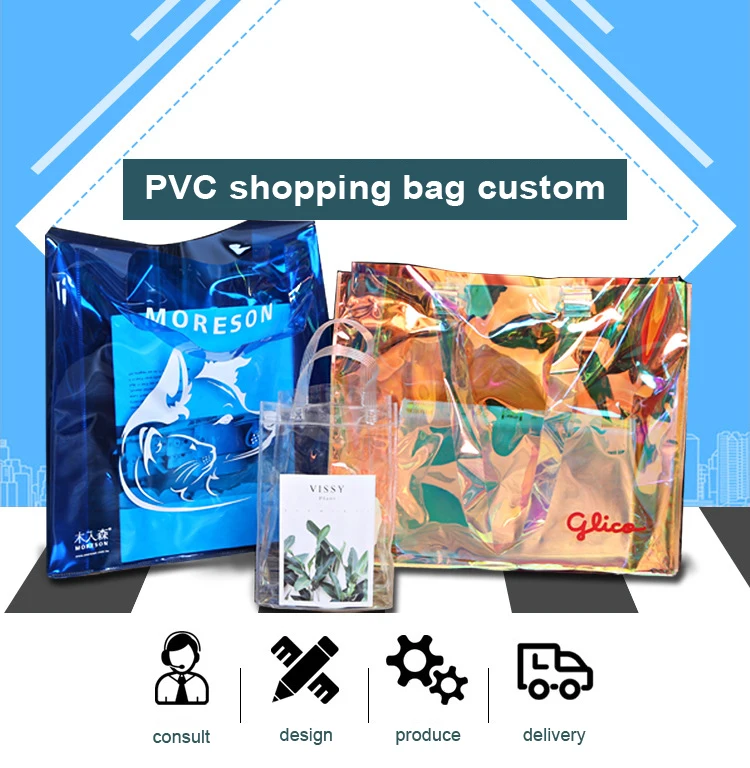 Clear Pvc Shopping Bag Tote Customized Transparent Shopping Bag - Buy ...