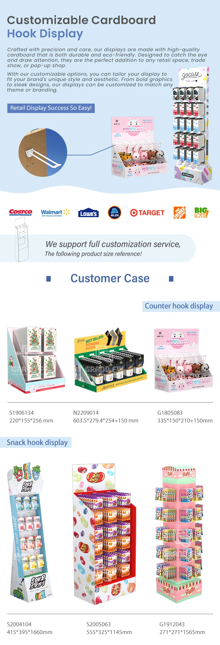 Double Sided Cardboard Hook Peg Display Rack - Corrugated Retail Floor ...