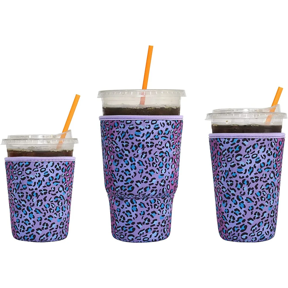 Printed Insulator Iced Cup Sleeve Reusable Custom Neoprene Black Coffee ...