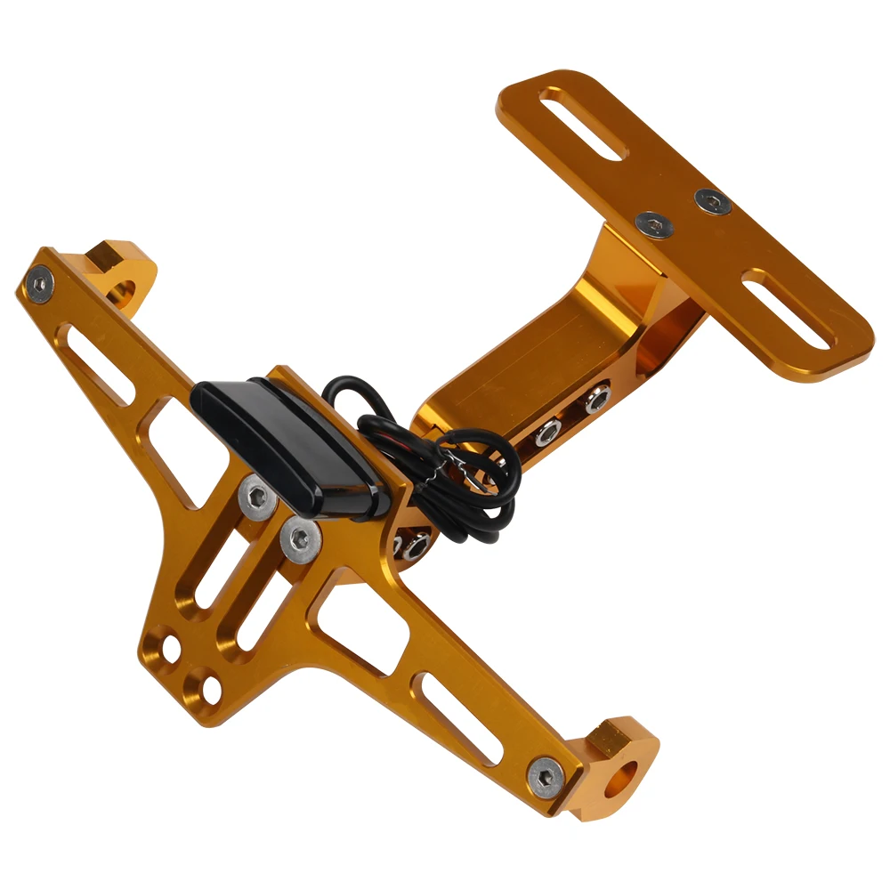 Motorcycle License Plate Holder with LED Light - CNC Aluminum