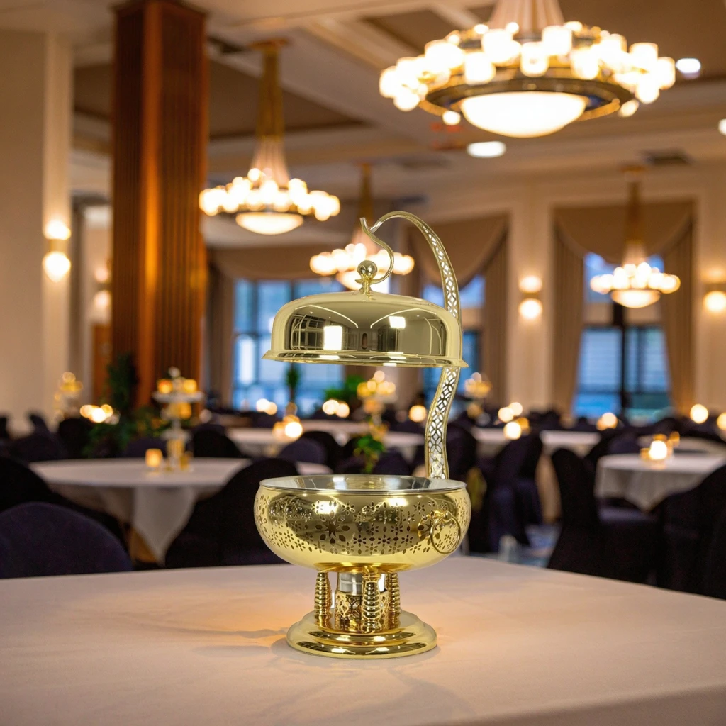 New Arrival 8l Luxury Stainless Steel Chafing Dish Glass Spiral Stand ...