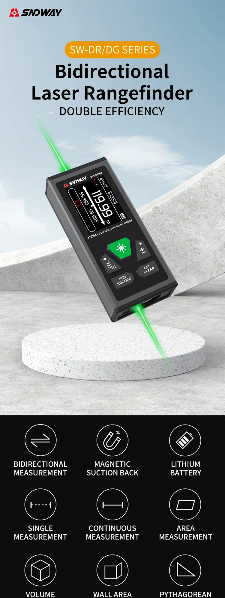 SNDWAY SW-DR60/100 Laser Rangefinder - Precision & Durability