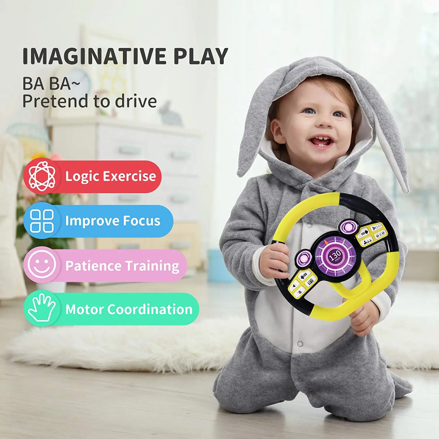 Jinming Children's Simulation Mini Steering Wheel Toys