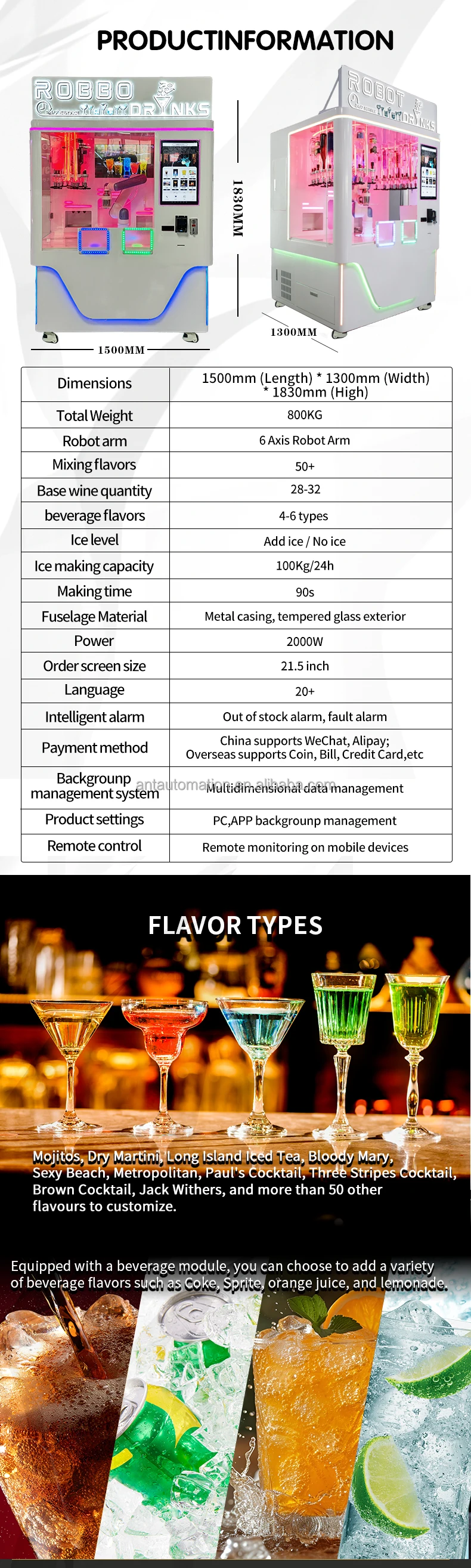 Ice Cocktail Vending Machine Robot Bartender Drinks Mixing Machine Self ...