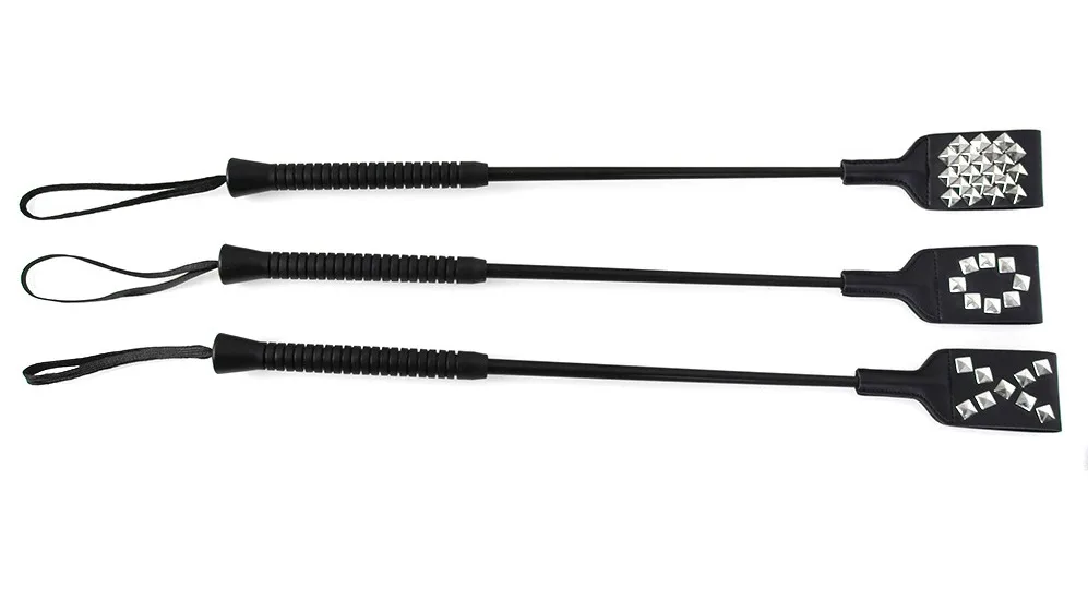 Sm Fetish Black Metal Rivets Soft Plastic Long Handle Riding Crop ...