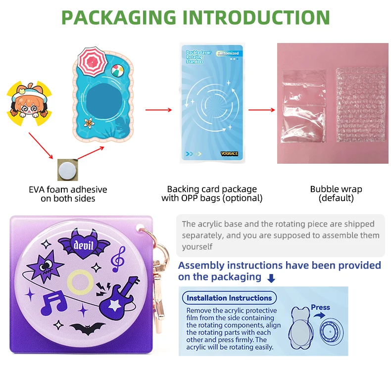 Custom Anime Acrylic Keychain Charm - Double Rotating ODM