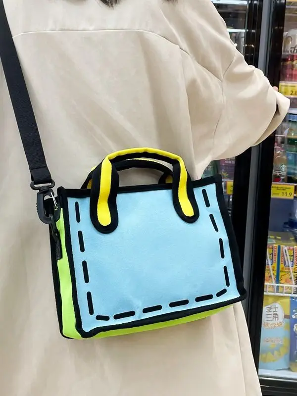 2023 New 2d Handbag Cute Cartoon Printed Tote Bag Crossbody Bag For ...