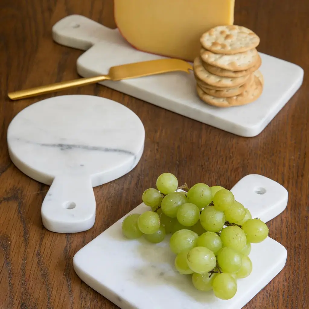 Mini Square White Marble Serving Board Natural Stone Decorative Tray ...
