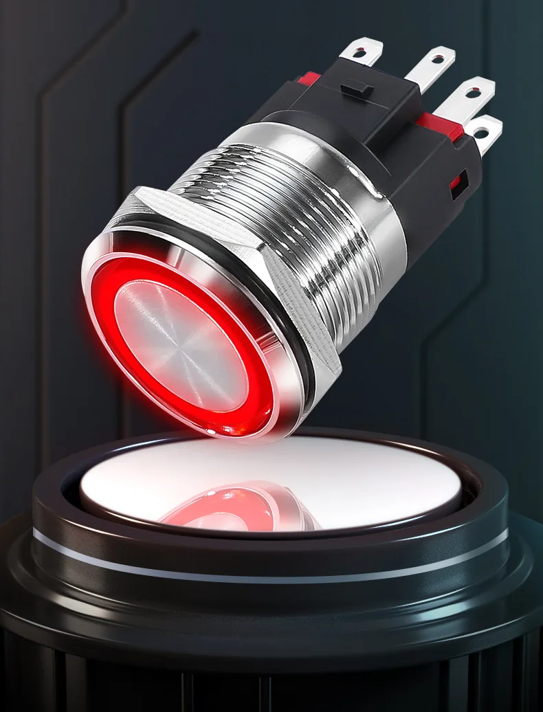Latching Ip65 Metal Waterproof Ring Light 10a Push Button Momentary ...