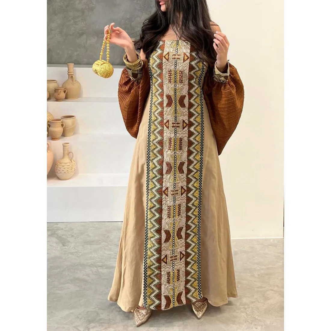 Custom OEM Middle east Arab Kuwait Ethnic Print Halter Dress and ...