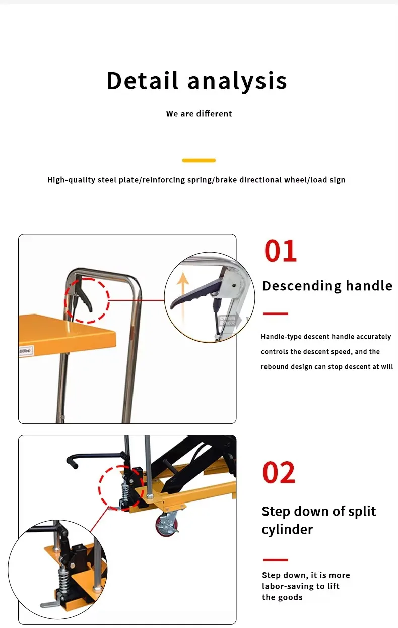 Portable Manual Hydraulic Lifting Platform Scissor Flatbed Trolley Push ...