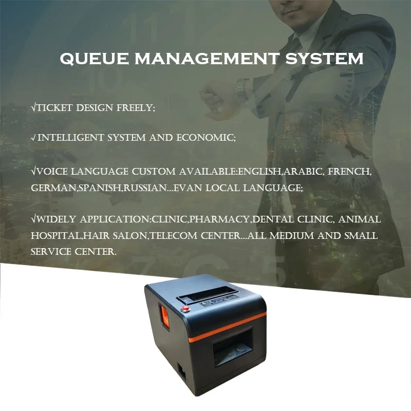 Factory Price Queuing Number Printer One Button Electronic Token Ticket ...