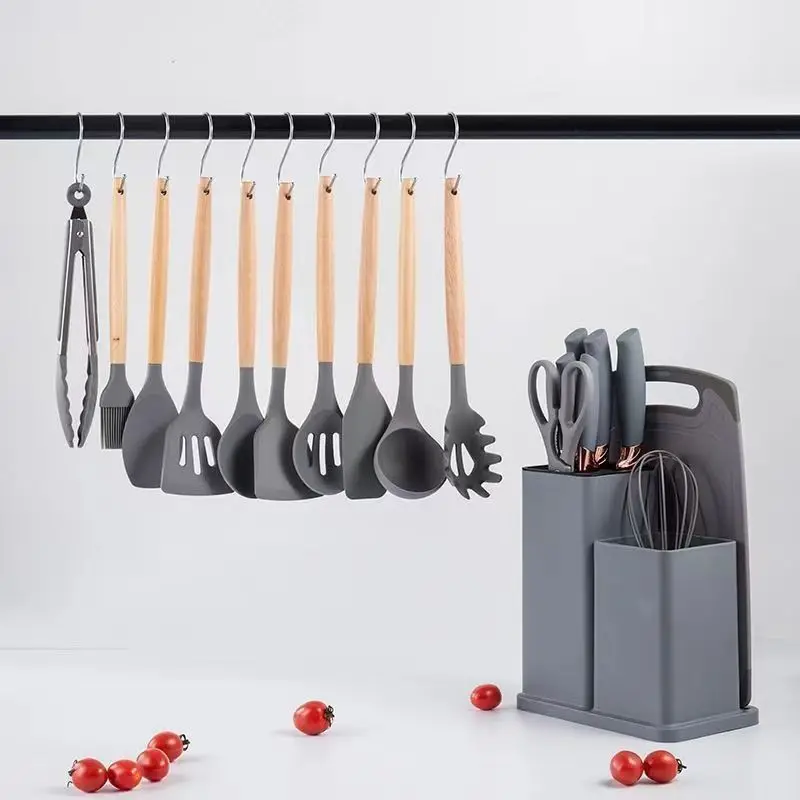 Luxury Kitchen Utensils Set Wooden Handle Kitchen Gadget Set With ...