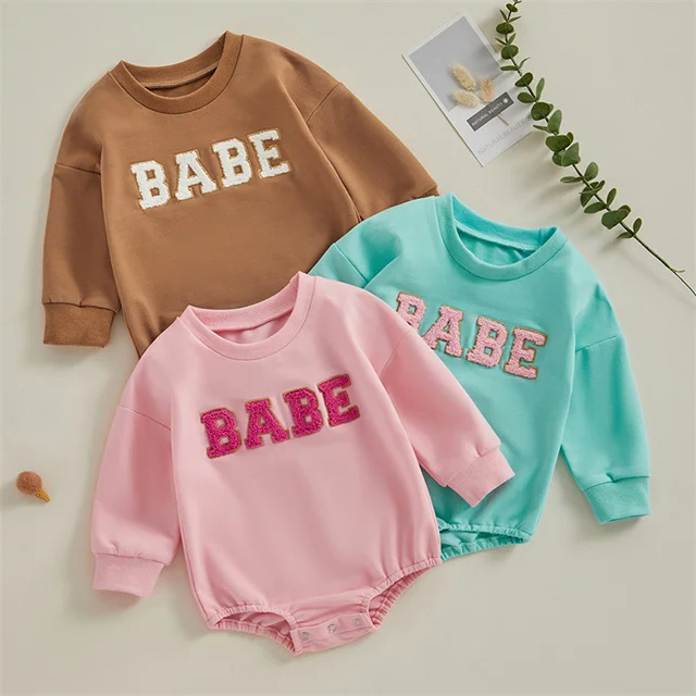 Newborn Clothing Newborn Infant Boys Girls Fuzzy Letter Embroidery Long ...