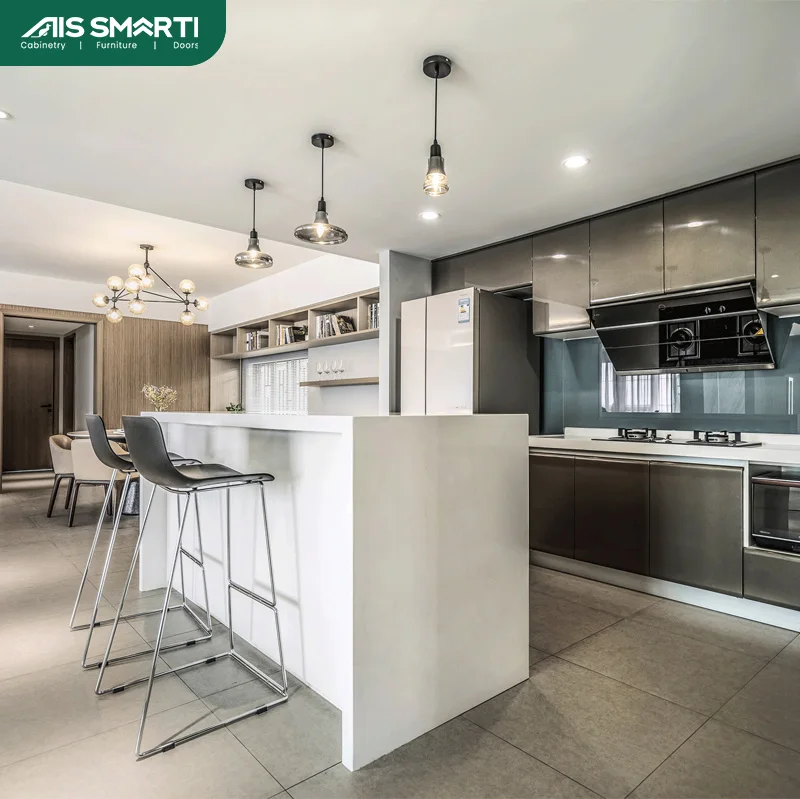 Modern Home Kitchen Cabinets Generous Storage Efficient Lacquer ...