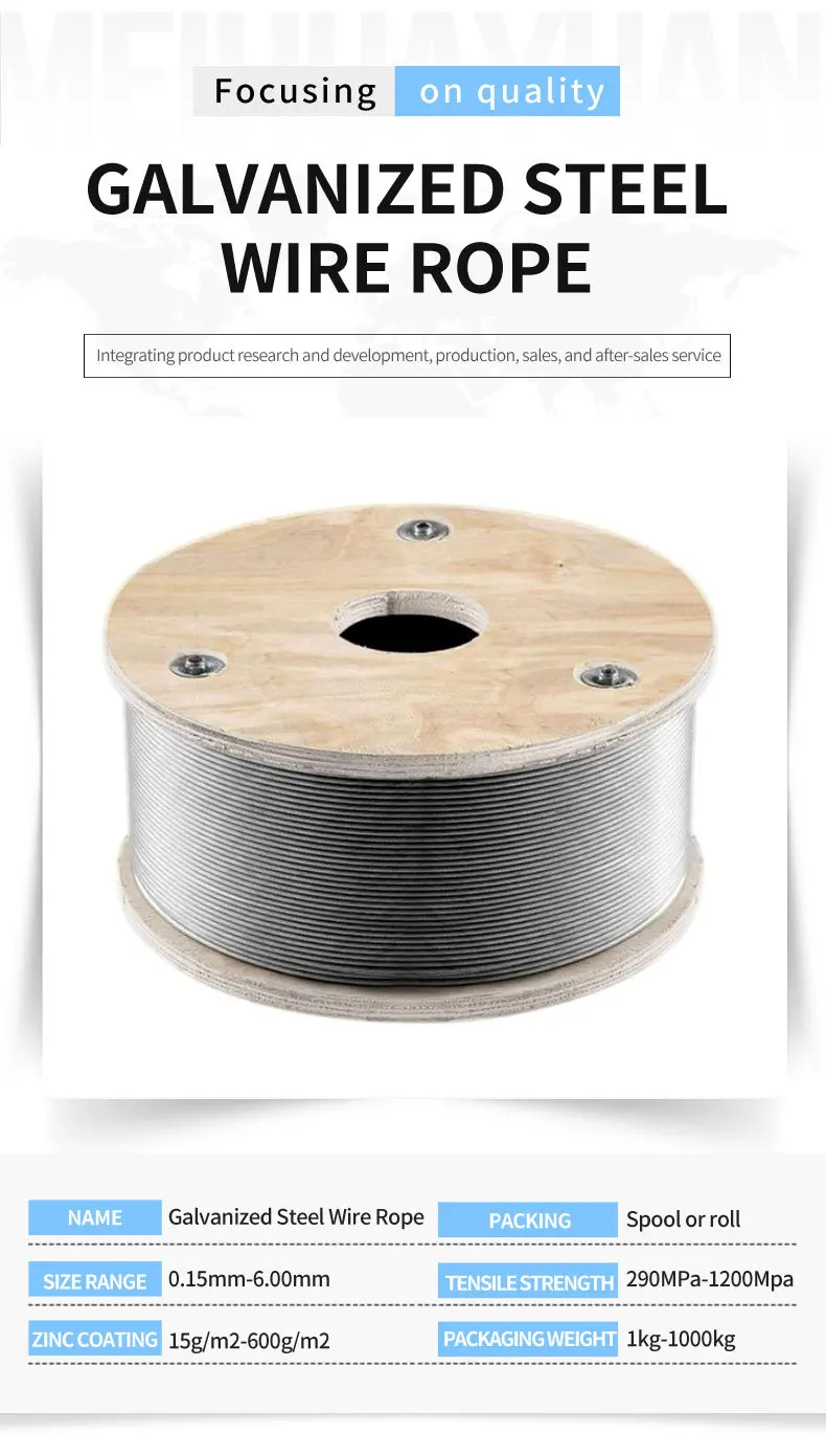 Galvanized Steel Wire Rope Protection Safety Steel Wire Rope For ...