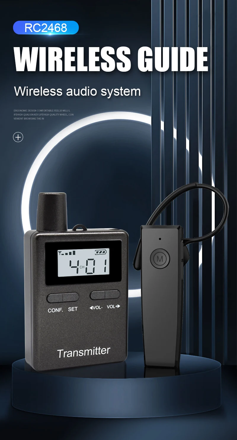 2.4G 50 Channels 200m Wireless Audio Tour Guide System