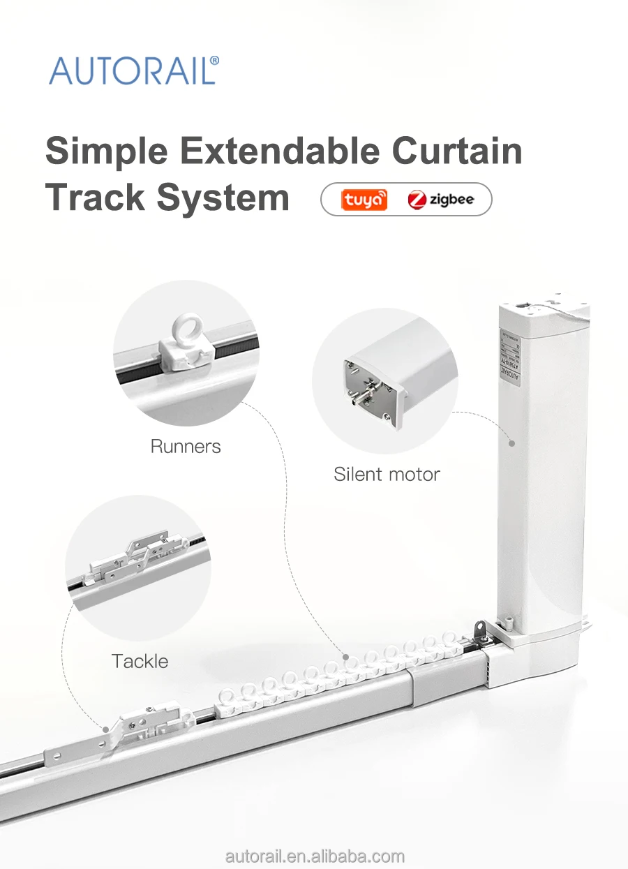Wifi Extendable Electric Motorized Rail System Adjustable Smart Track ...