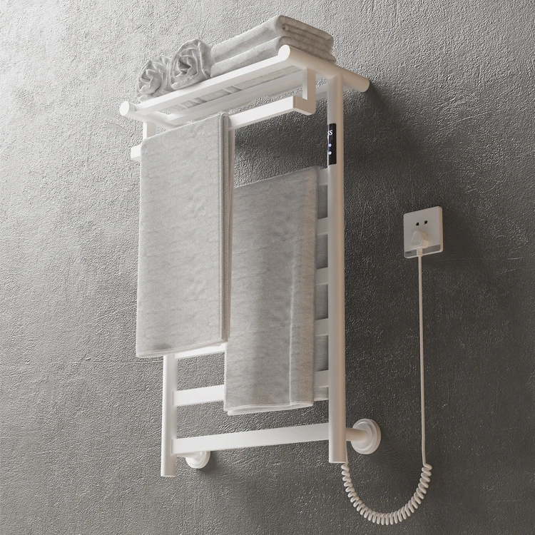 Bathroom Electric Heated Towel Rack With Shelf Heating Drying Towel ...