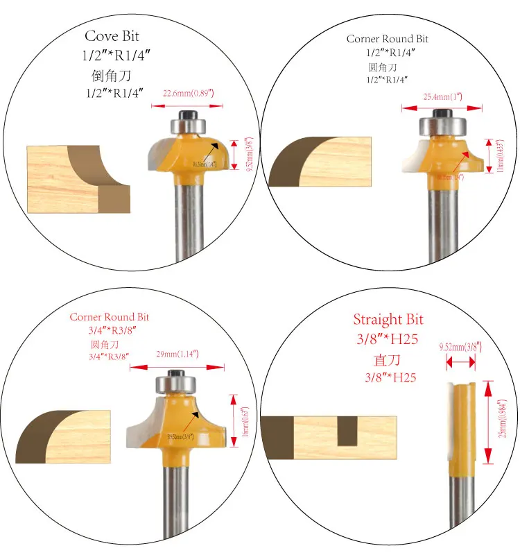 24PCS Router Bits Set Tool Set with Carrying Case CNC Router Bits ...