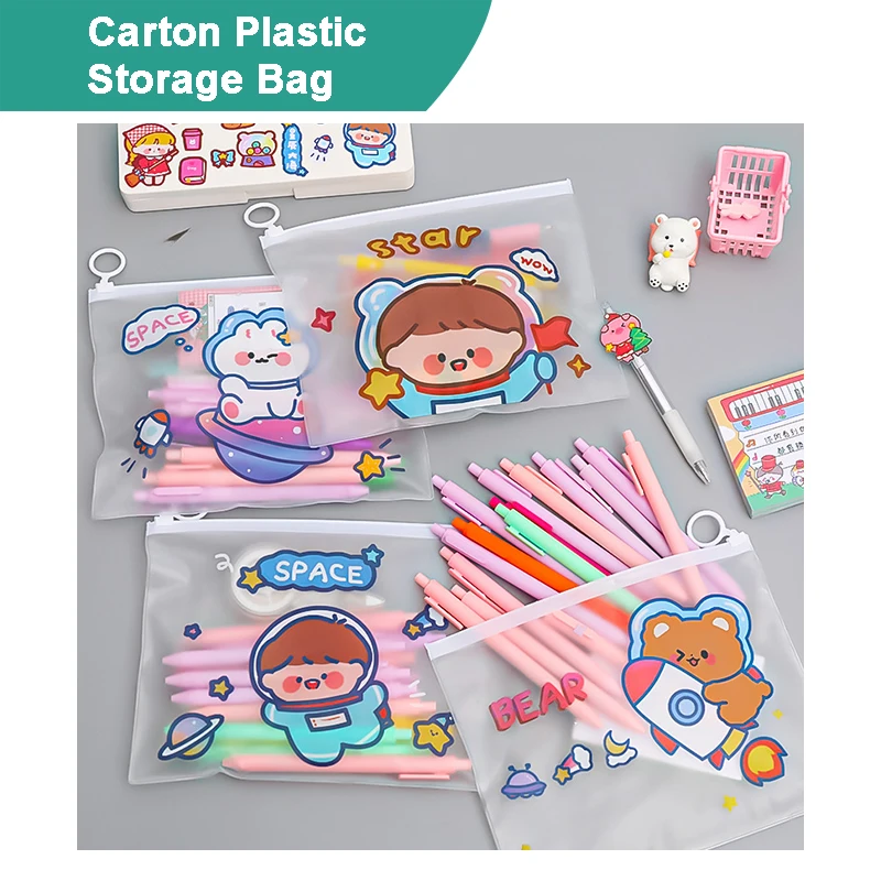 Cartoon Astronaut File Bag Spaceman Zipper Stationery Storage Bag ...