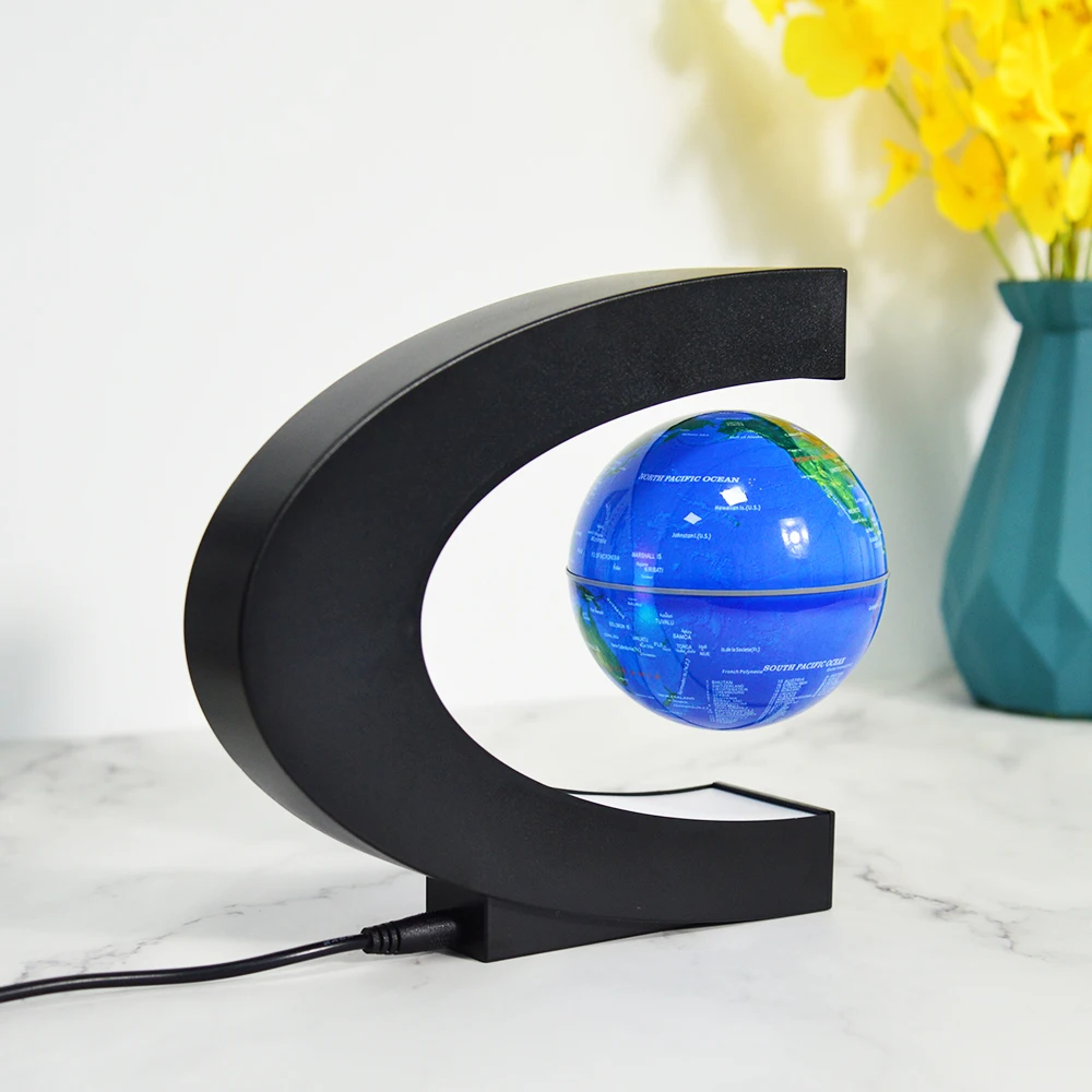 C Shape Magnetic Levitating Globe with Colorful LED Lighting, OEM Available
