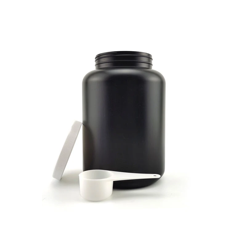 Black Wide Mouth Round Plastic Jars With Lids 1000ml Hdpe Protein ...