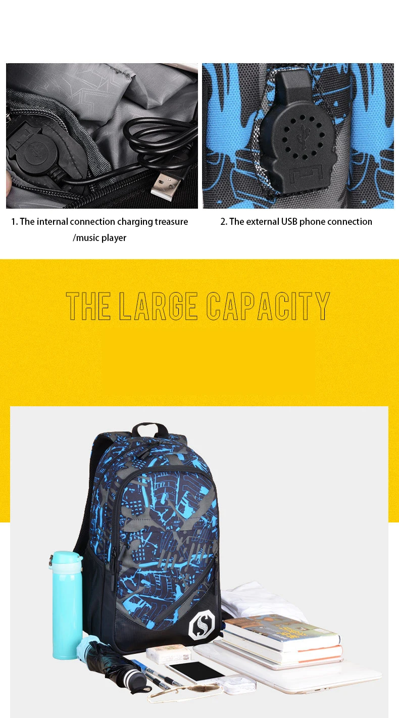 Graffiti Three-Piece Plaid Backpack Male Student Satchel Leisure ...