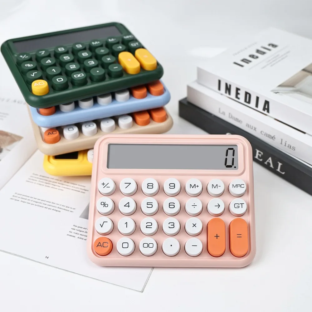 12 Digit Ergonomic Mechanical Button Calculator Desktop Cute Large ...