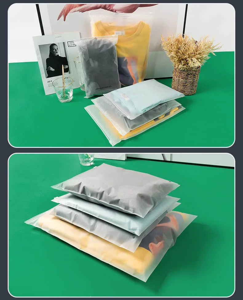 Custom Matte Frosted Biodegradable Plastic Packaging Zipper Bags T